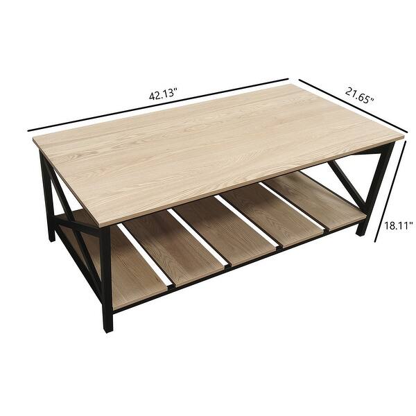 Sullivan Rustic Industrial Coffee Table with Slatted Shelf - Bed Bath ...