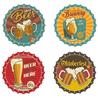 Set Of 4 Bottle Cap Shaped Beer Themed Coasters - Bed Bath & Beyond ...