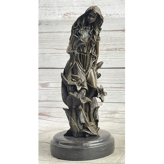 Nymph Girl Among The Flowers Bronze Sculpture Statue Figure On Marble ...