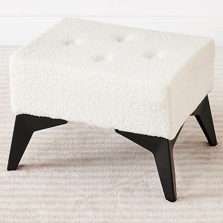 Small Footstool Footrest Ottoman with Iron Legs,White - White - Bed ...