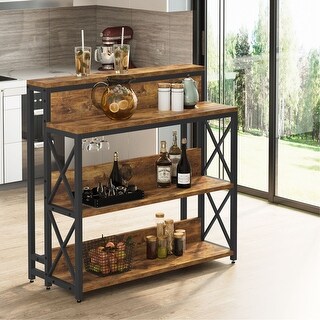 Bar Table,Home Bar Table with Storage Shelves, Kitchen Counter - Bed ...