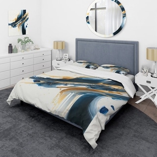 Designart "Stylish Spiral Abstract II" Blue Modern - Bedding Cover Set ...