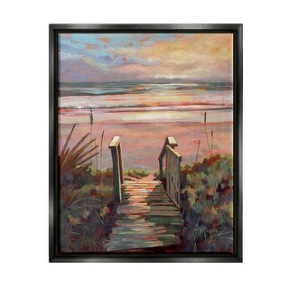 Stupell Beach Shore Sunset Boardwalk Path Framed Floater Canvas Wall ...