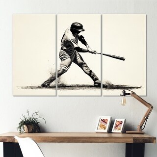 Designart "Baseball Focused Batter" Sports Canvas Art Print Set - Bed ...