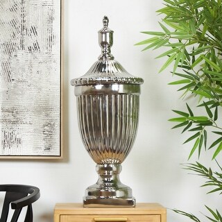 Silver Ceramic Tall Decorative Jars with Grooves - Bed Bath & Beyond ...