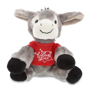 DolliBu Super Soft Gray Donkey Stuffed Animal with I LOVE YOU Shirt - 9 ...