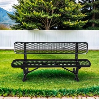 6 FT Outdoor Steel Bench with Backrest - Bed Bath & Beyond - 42111367