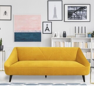 Maize Yellow Upholstered by Hand Sofa Solid Wood Legs Metal Plates ...