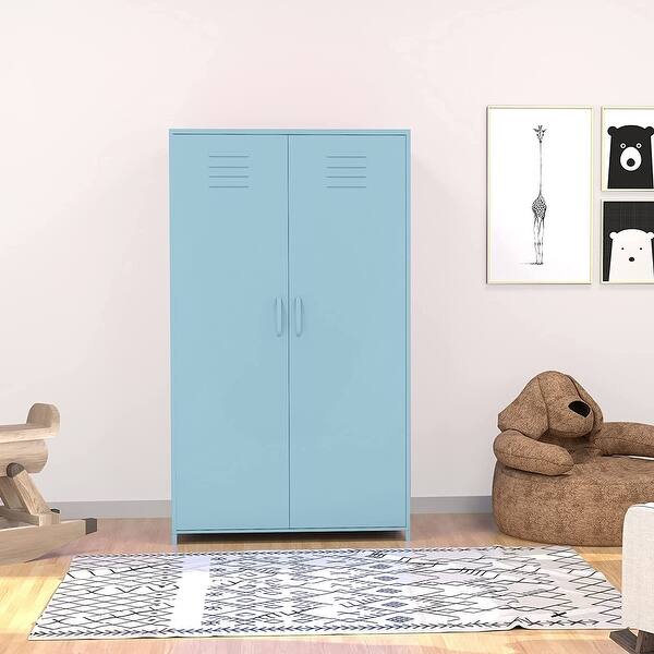 Metal Armoires Locker Cabinet for Kid with Hanging Rod and Shelves ...
