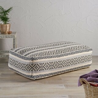 Boho Handmade Rectangular Bean Bag Ottoman, Natural and Gray - Bed Bath ...