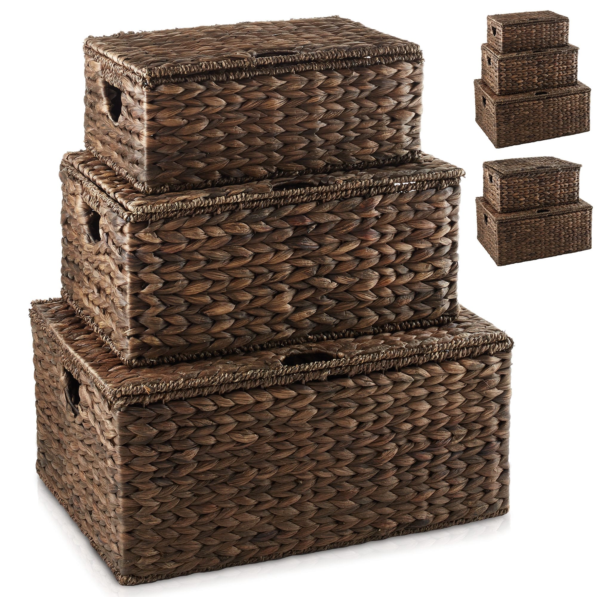 3-Tier Floor Stand with Hyacinth Storage Basket Bins by Casafield - Bed ...