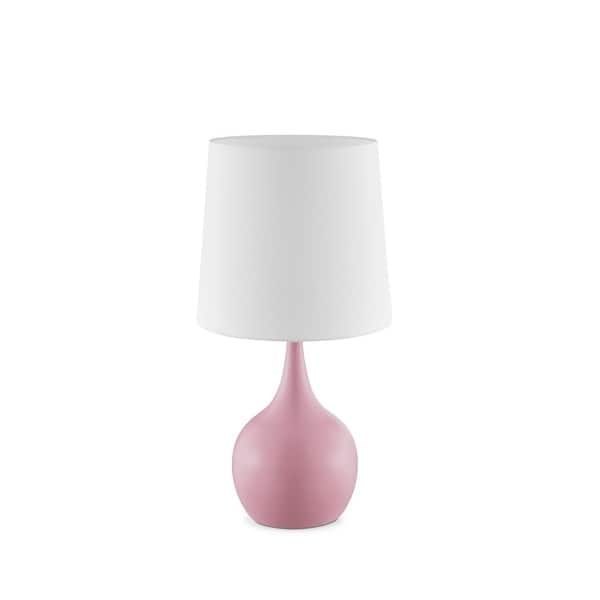 HomeRoots 24" Pink Metal Bedside Table Lamp With White Shade - 12 - Bed ...