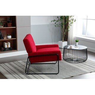 Velvet Slant Armchair Sofa Accent Couch with Recessed Arms, Red - Bed ...