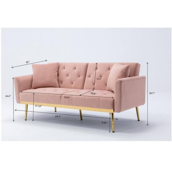 Morden Fort Glam Velvet Upholstered 3-position Convertible Futon Sofa ...
