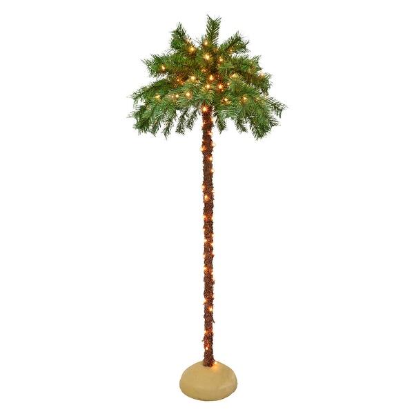 5 Foot Pre-Lit Artificial Palm Tree with 150 UL-Listed Clear Lights ...