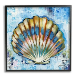 Stupell Blue Clam Seashell Framed Giclee Art Design by Liz Jardine ...