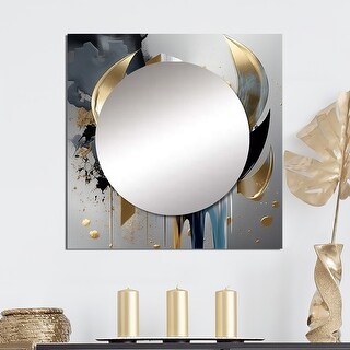 Designart "Abstract Shapes And Lines I" Abstract Marble Wall Mirror ...