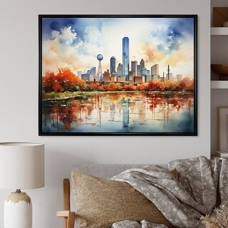 Designart "Dallas Perspectives IV" Dallas Framed Wall Art Living Room ...