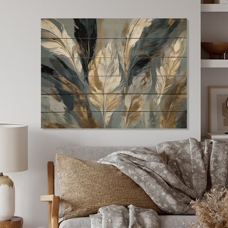 Designart "Gold And Grey Impressions Of Bohemian Energy I" Boho Feather ...