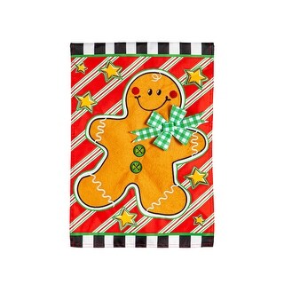 Patterned Gingerbread Man Applique Garden Flag - Multi - Color - Bed ...