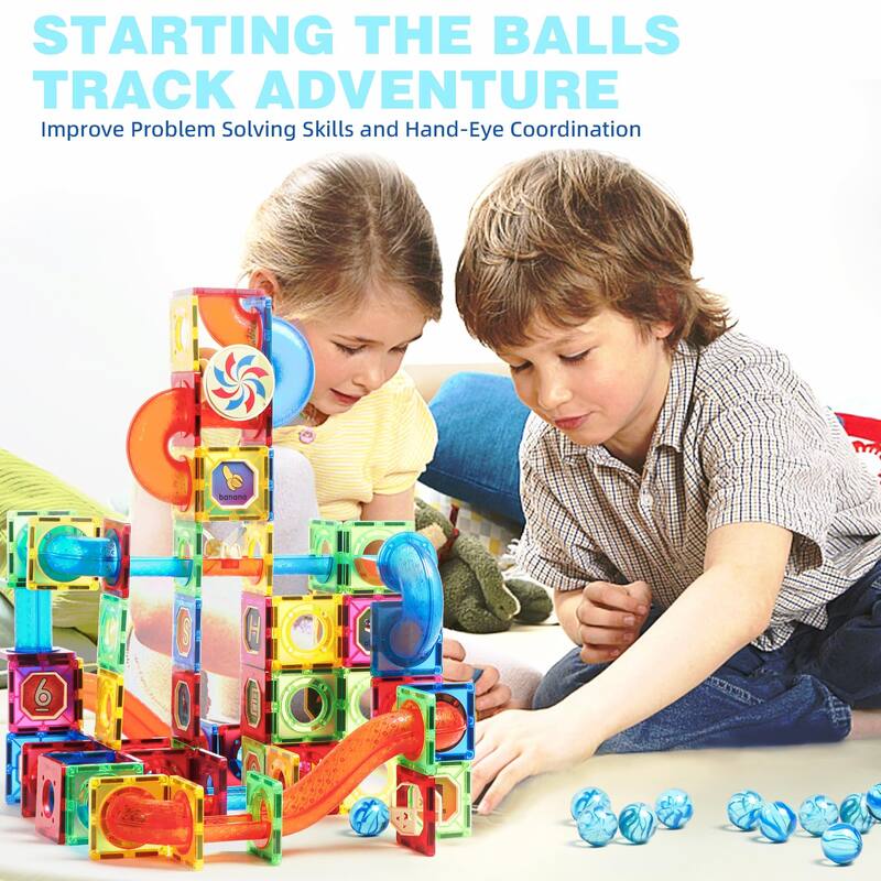 Magnetic Tiles 176Pcs Marble Run Race Track Toy Set STEM Educational ...