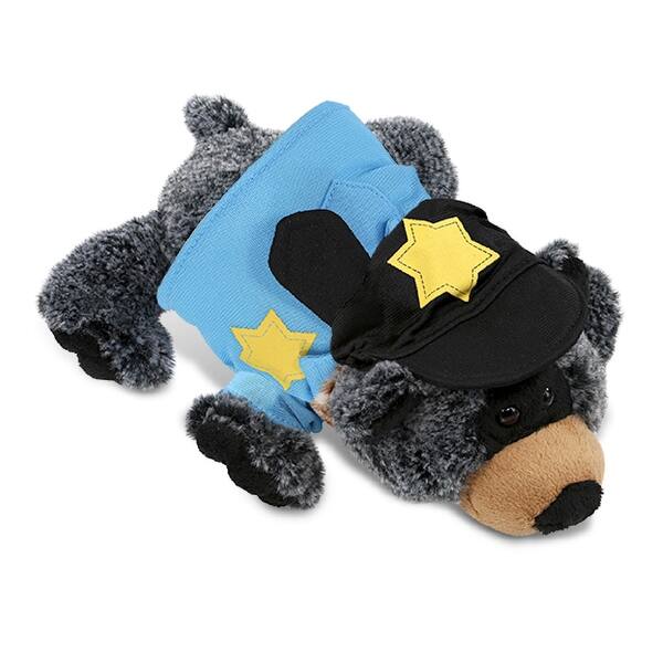 DolliBu Lying Black Bear Police Officer Plush with Cop Uniform and Cap ...