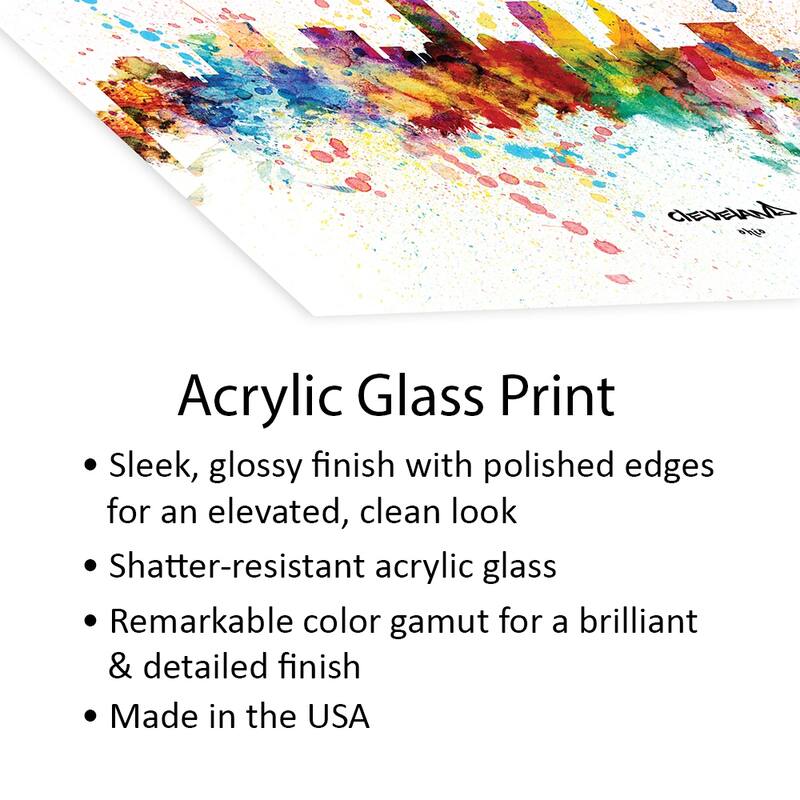 Cleveland Ohio Skyline Splash Print On Acrylic Glass by Michael ...