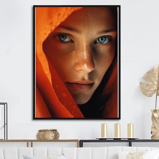 Designart "Tangerine Tenacity Pure Woman " Fashion Woman Framed Wall ...