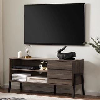 LUE BONA 58 in. Mid-Century Modern Oak Wood Composite TV Stand Up to 65 ...