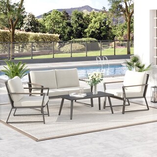 4-Piece Modern Conversation Set Patio Furniture Set with Center Coffee ...