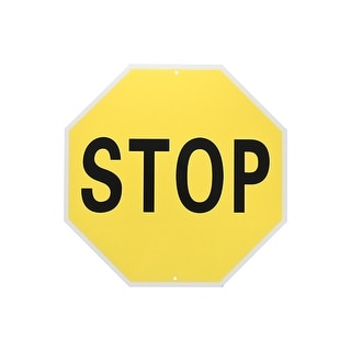 Stop Sign Aluminum,Black Letters on Yellow Background - Black Letters ...