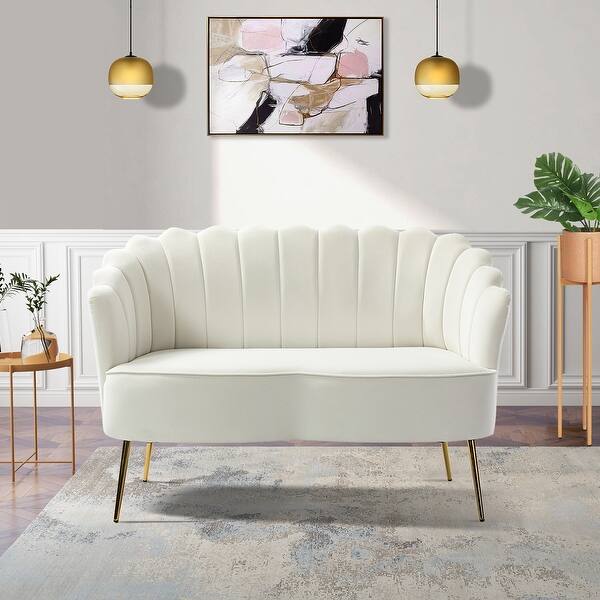 Monica Modern Upholstered 52'' Velvet Tufted Back Sofa Loveseat with ...