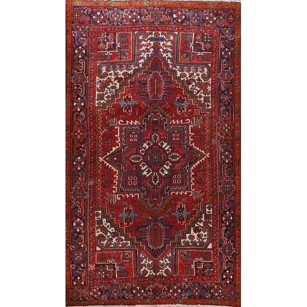 Vintage Geometric Persian Heriz Living Room Area Rug Wool Handmade - 7 ...