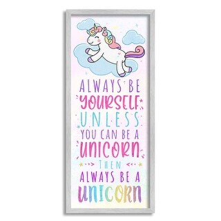 Always Be Yourself or a Unicorn Quote Kid's Pink Design Framed Wall Art ...