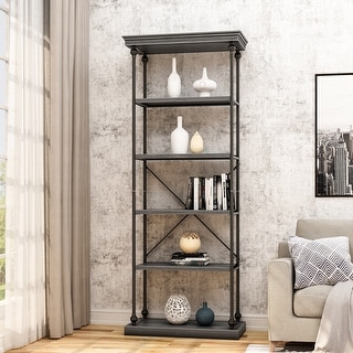 X-frame Metal Pipe shelf with Fir Wood, Grey - Bed Bath & Beyond - 41391674