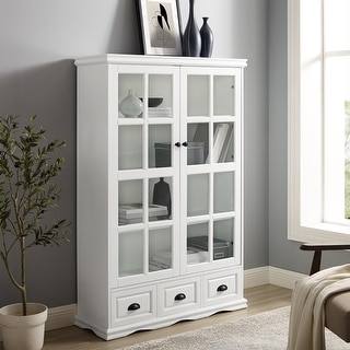 Modern Large Storage Cabinet with Tempered Glass Doors, Curio Display ...