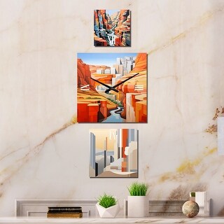 Designart "Canyon De Stijl Inspired Lansdcape" Canyon Clock For Living ...