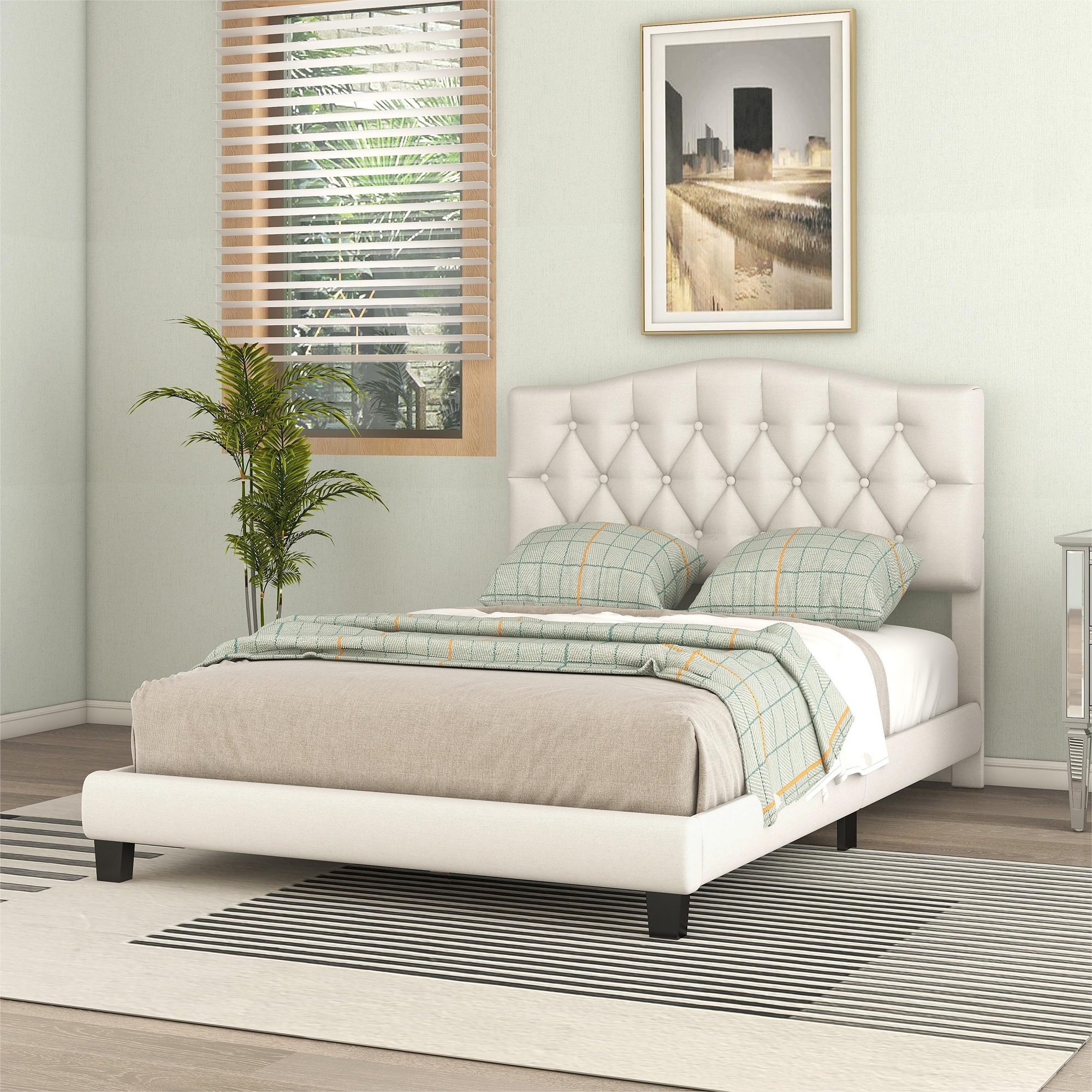 Upholstered Platform Bed with Support Legs, upholstered platform bed ...