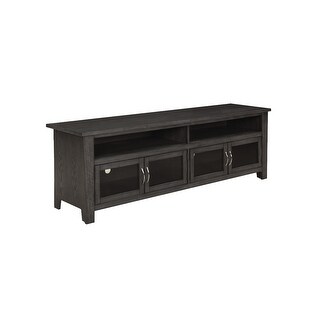 72 Inch Wooden TV Console with 2 Cabinets and 2 Shelves, Dark Gray ...