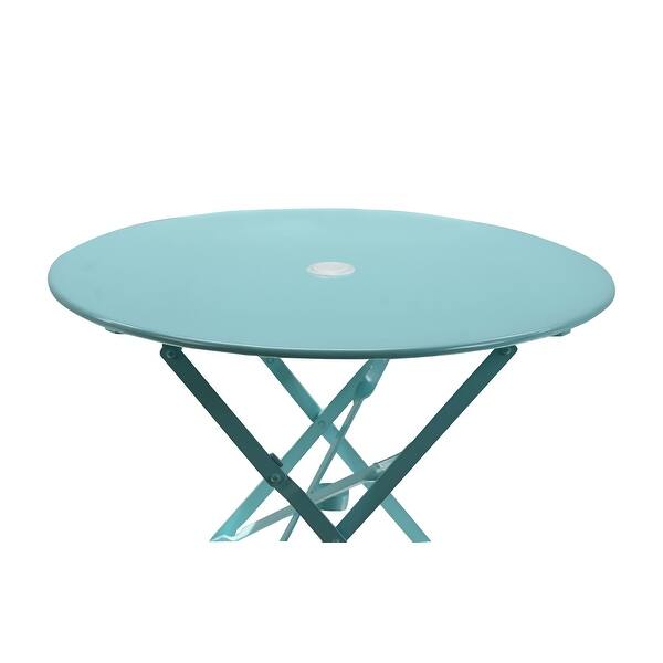 30-inch Round Folding Metal Bistro Table with Umbrella Hole - On Sale ...