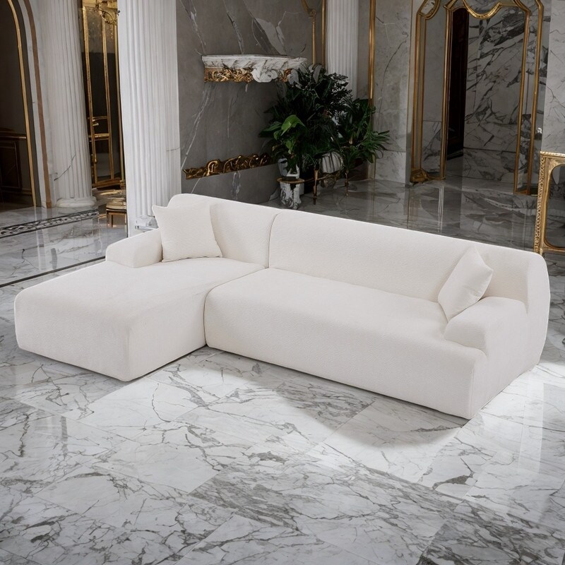 2 Piece Classic Combination L-Shape Modular Sofa, Beige - Bed Bath ...