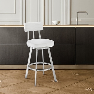 Benjamin Stainless Steel and Faux Leather Swivel Bar or Counter Height ...