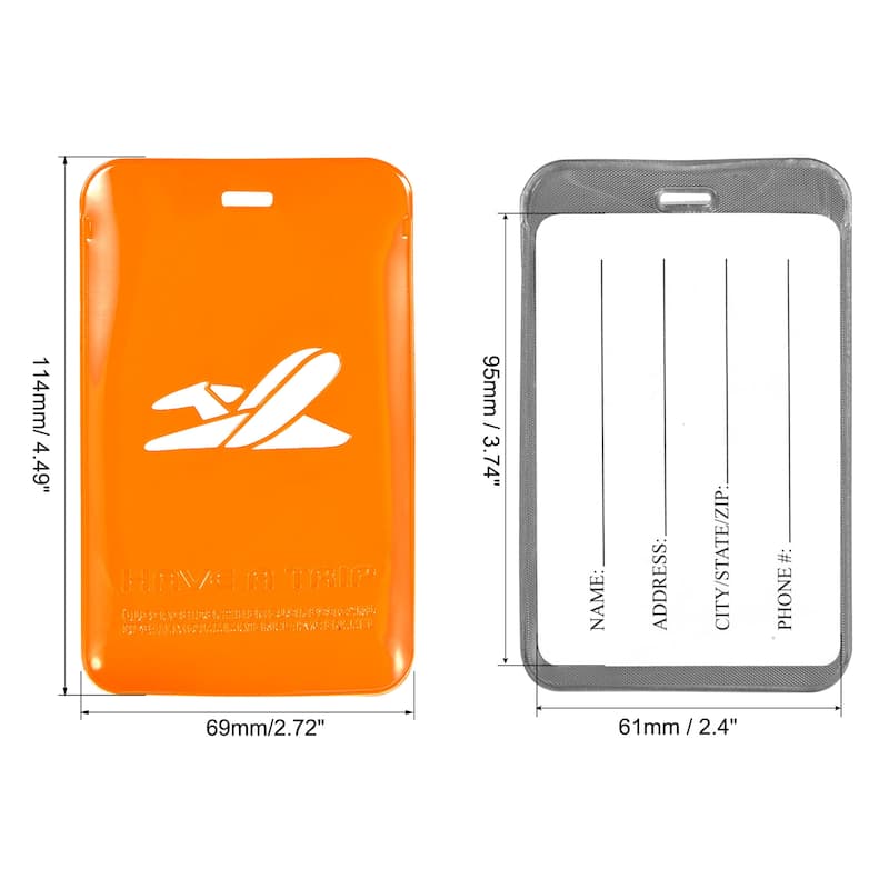 Luggage Tag PVC Holders, Baggage Label Identifier with Straps Orange ...