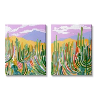 Stupell Contemporary Cactus Desert Sky 2 Piece Set Stretched Canvas ...