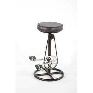 Spencer 26" Tall Bicycle Counter Stool, Black Leather - Bed Bath ...