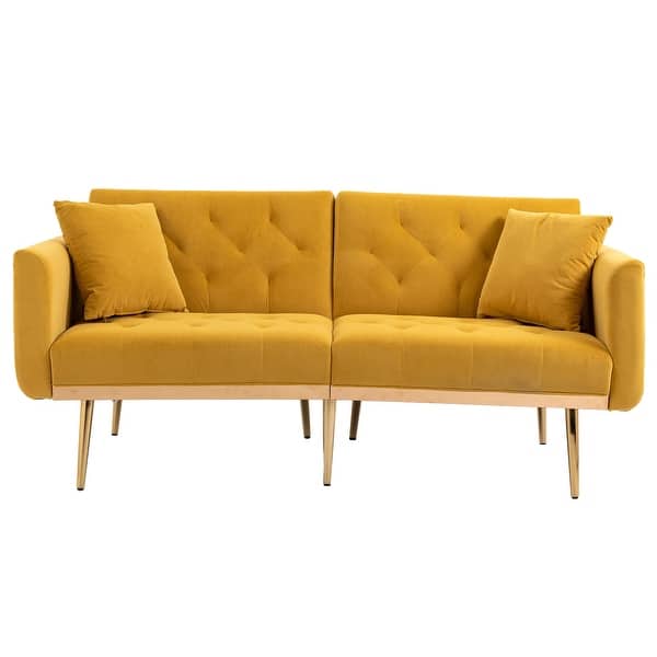 Mustard Living Room Comfort Sleeper Sofa Modern Velvet Upholstery ...