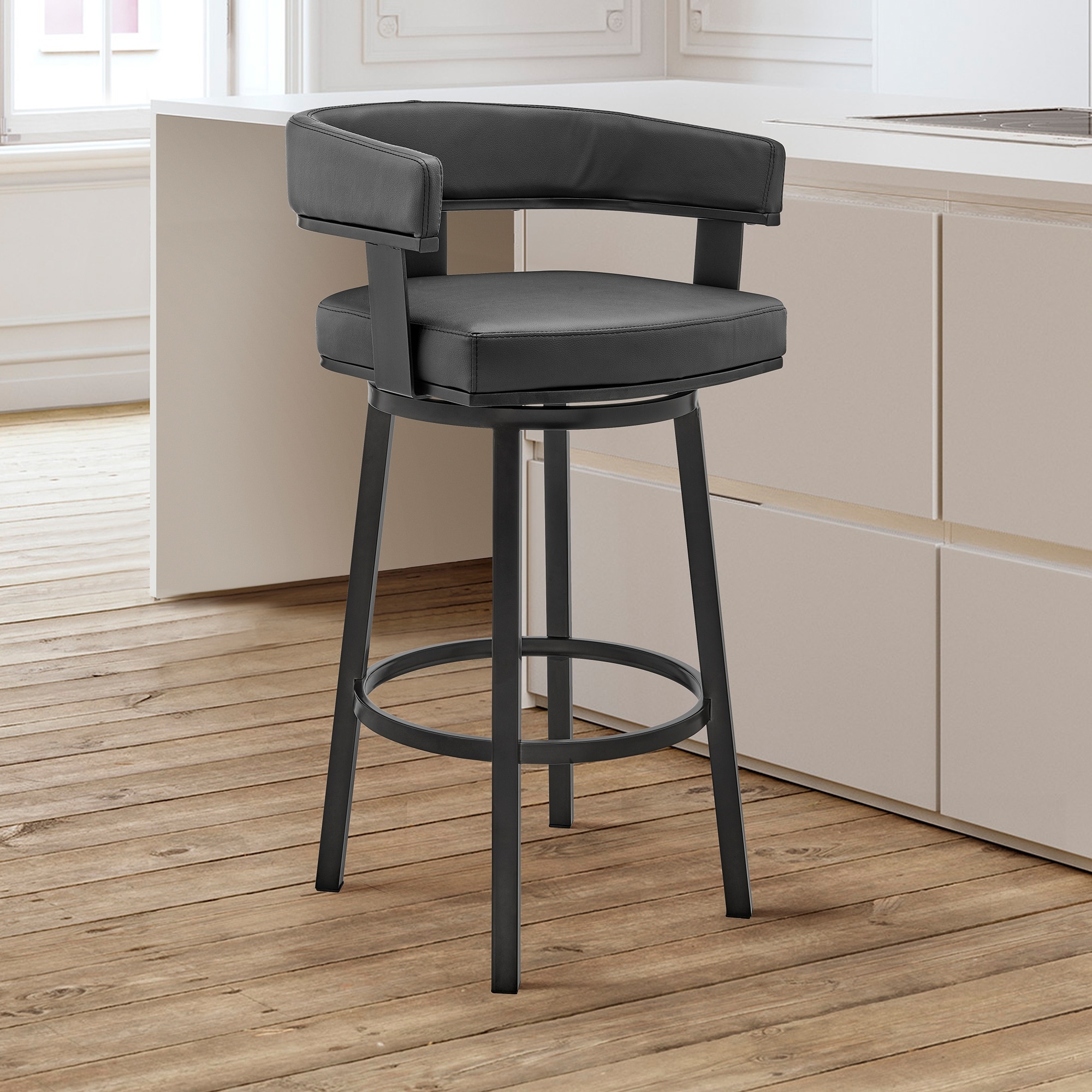 LUE BONA 26 in. Counter Height Fabric Upholstered Low Back Bar Stool ...