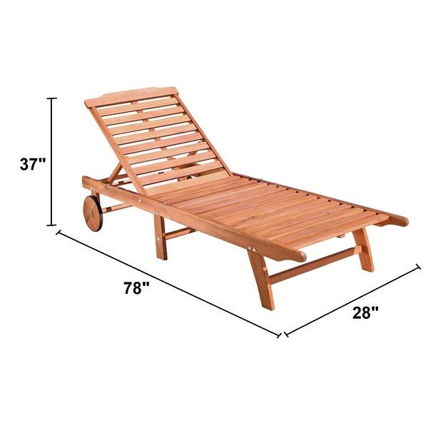 Outdoor Wood Folding Sunbathing Chaise Lounge Chair Adjustable Backrest ...