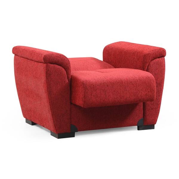 Brooksville Red Fabric Upholstered Convertible Arm Chair with Storage ...