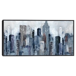City Mood by Caron Robinson Framed Canvas Art Print - Blue - Bed Bath ...